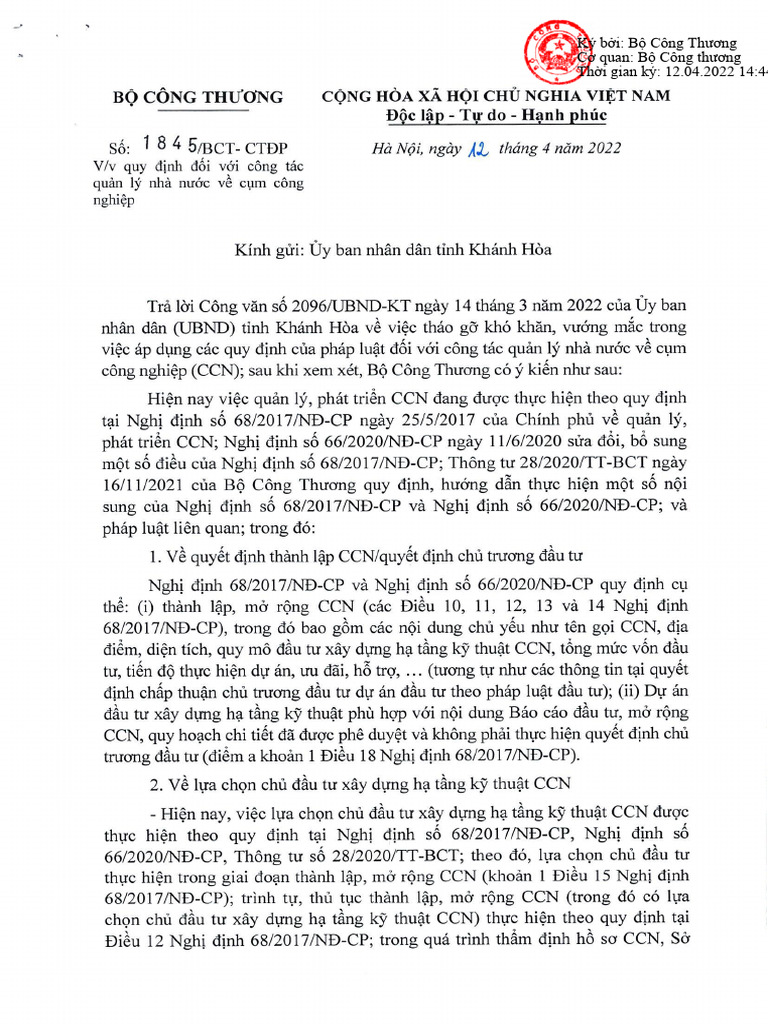 1845-quy định về ql CCN | PDF