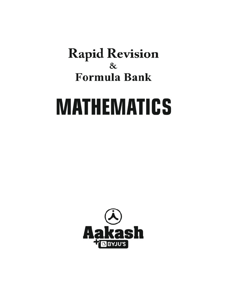 Rapid Revision and Formula Bank - Mathematics | PDF