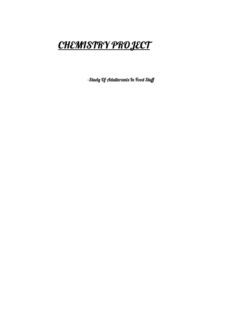 Chemistry Project | PDF | Foods