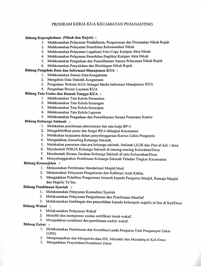 Program Kerja KUA | PDF