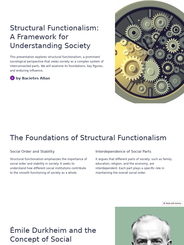 Structural Functionalism A Framework For Understanding Society | PDF | Solidarity | Émile Durkheim