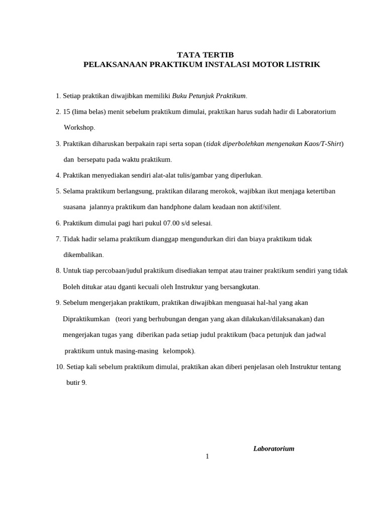 Job Sheet Instalasi Motor Listrik | PDF