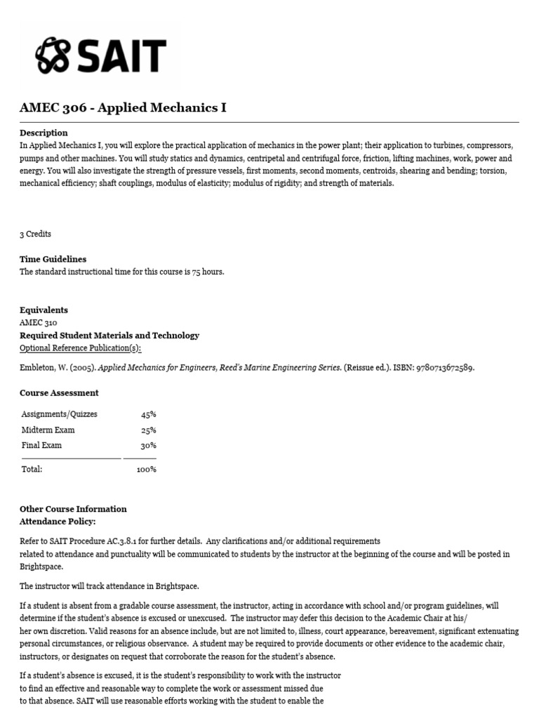 AMEC 306 - Applied Mechanics I | PDF | Force | Stress (Mechanics)