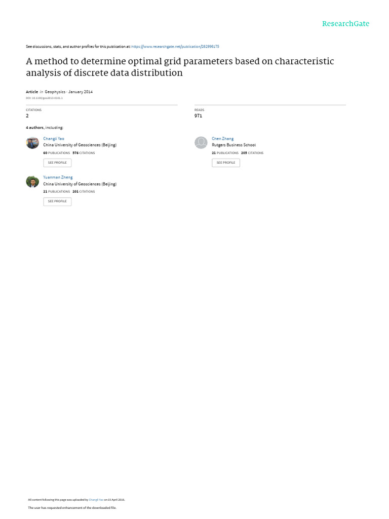 A Method To Determine Optimal Grid Parameters Based On Characteristic Analysis of Discrete Data ...