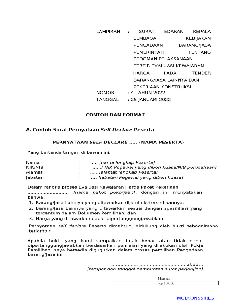 Lampiran SE Kepala LKPP Nomor 4 Tahun 2022 - 1942 - 1 | PDF