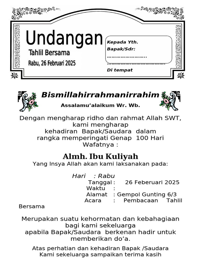 UNDANGAN YASIN | PDF