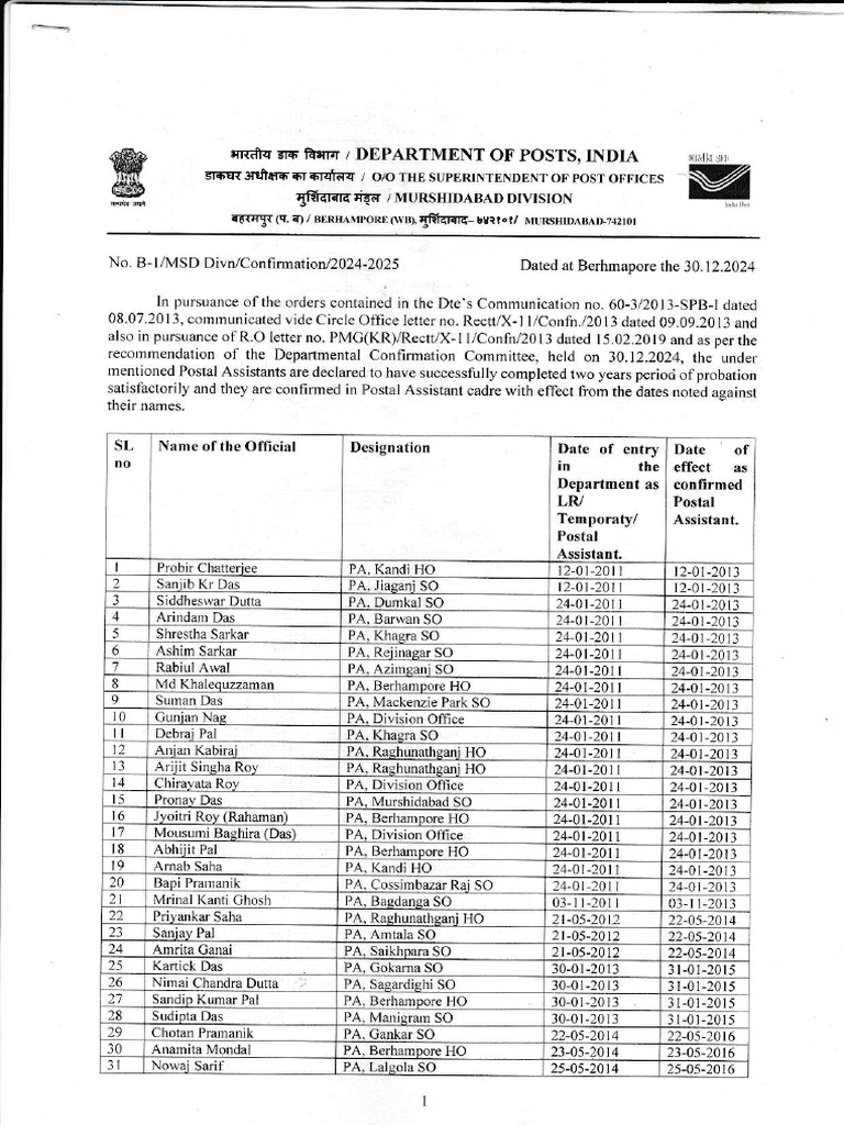 Confirmation Memo_30012025 | PDF