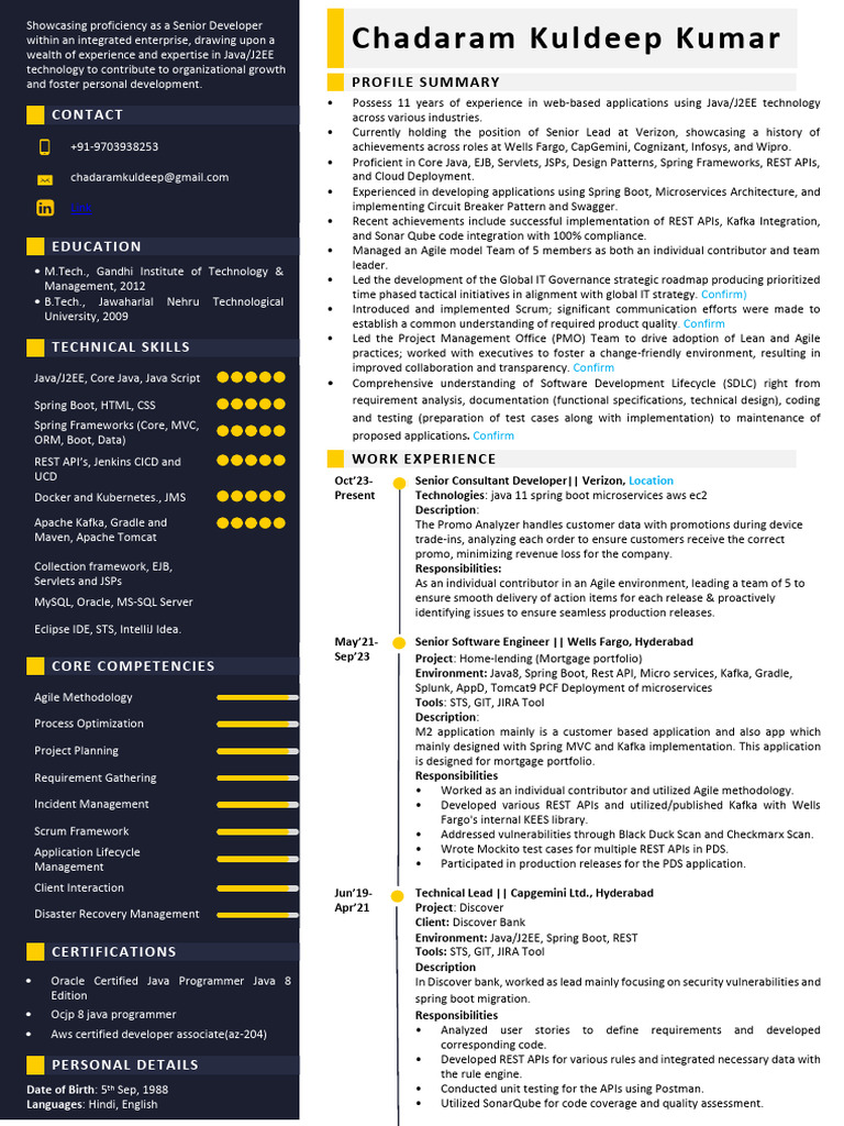 Kuldeep_resume_ultra | PDF | Java (Programming Language) | Spring Framework