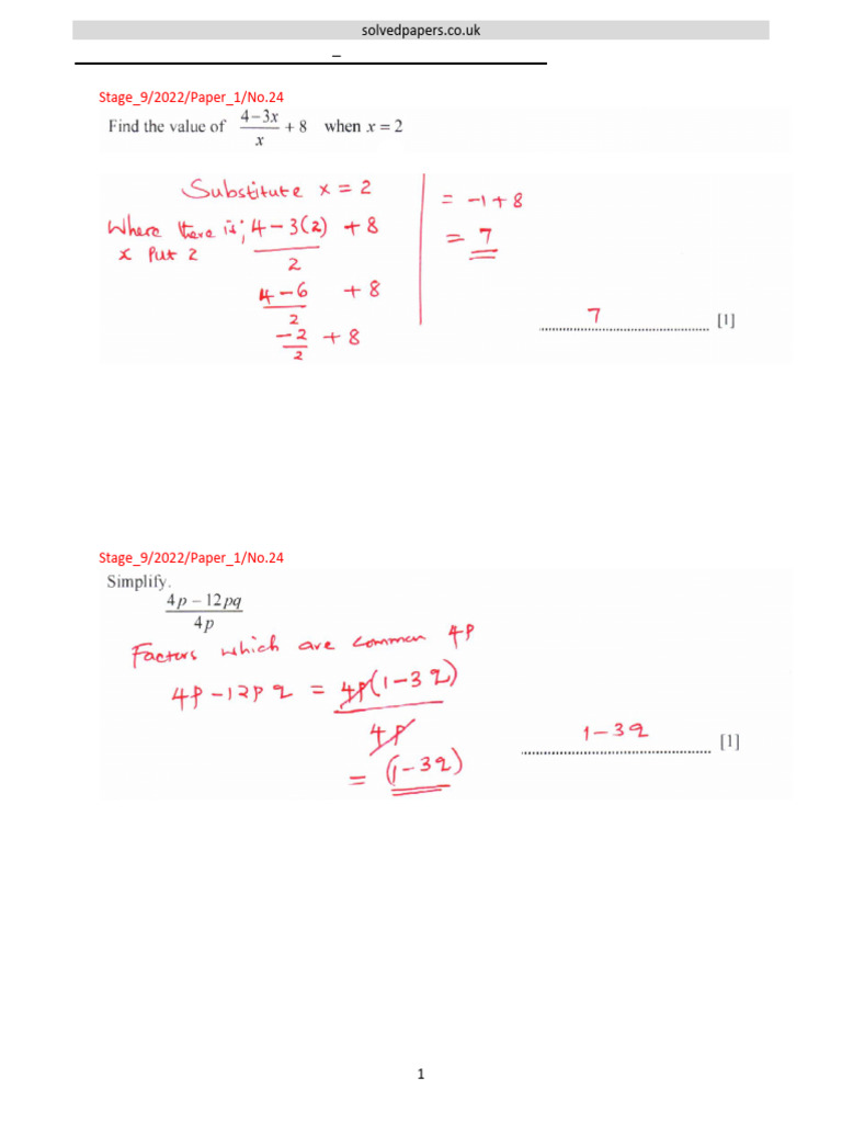 2022 Checkpoint Math Papers Solutions | PDF