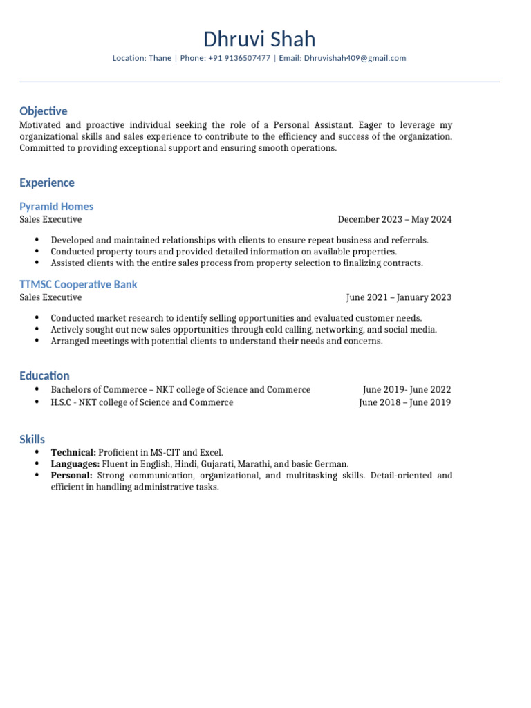 Dhruvi Shah Resume | PDF