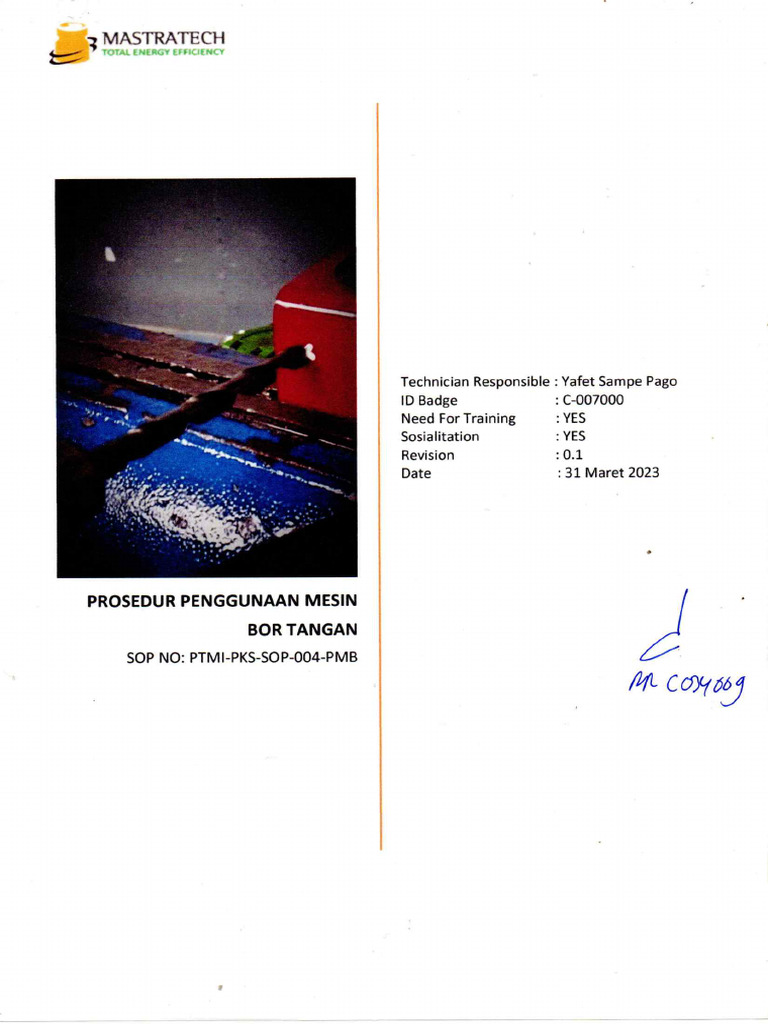 004-Sop Penggunaan Bor Tangan | PDF