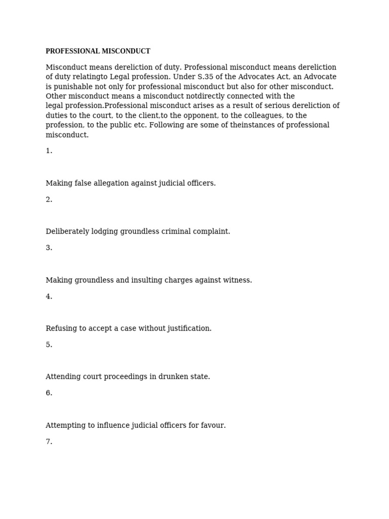 Professional Misconduct | PDF | Advocate | Supreme Court Of The United ...