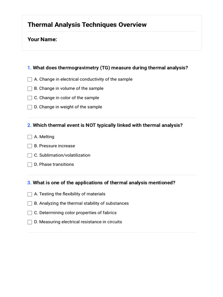 Overview of Thermal Analysis Techniques | PDF | Thermal Analysis ...