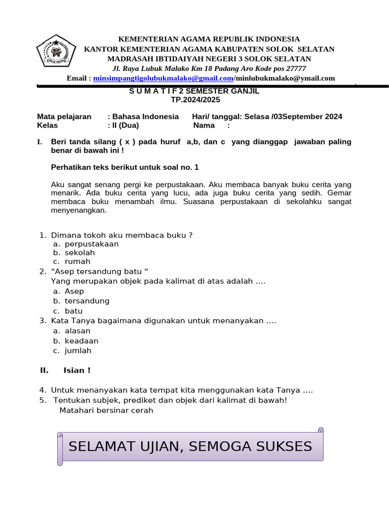 SUMATIF 2 BI BAB II | PDF
