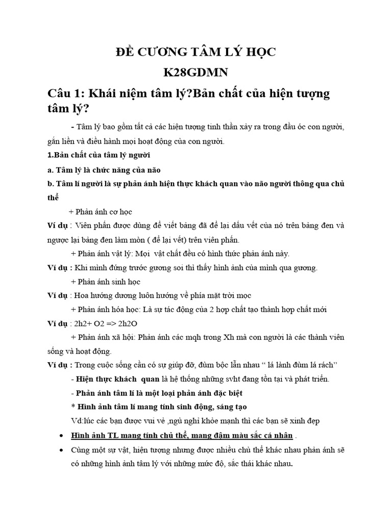 ĐỀ CƯƠNG TÂM LÝ HỌC .Dog 2 | PDF