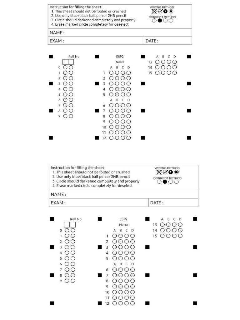 ESP AnswerSheet | PDF