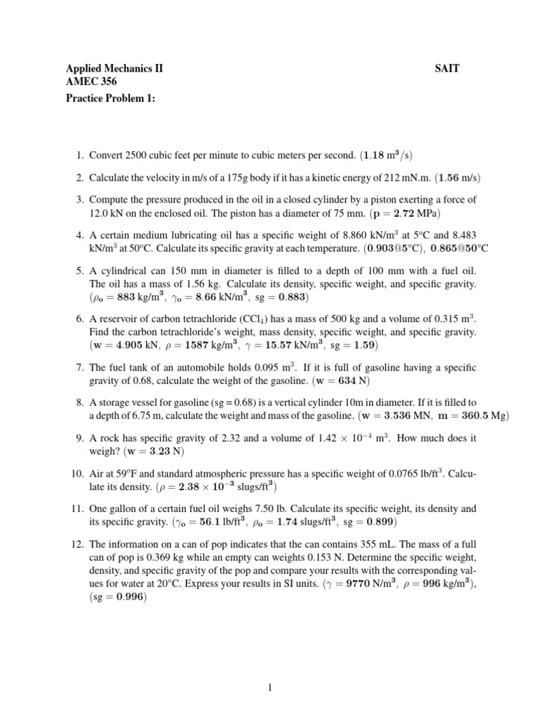 Applied Mechanics II Practice Problems | PDF