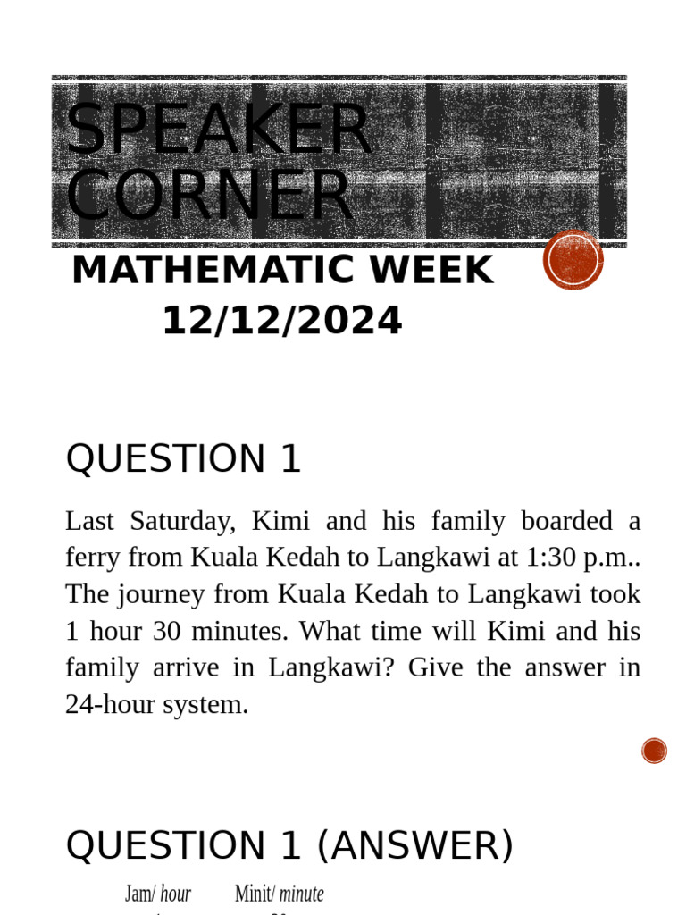 Speaker Corner Phase 2 Math Week Edited | PDF | Asian Cuisine | Cuisine
