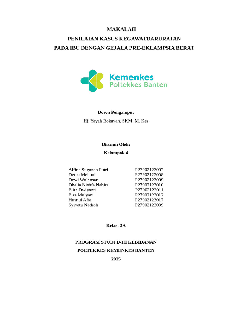 MAKALAH Kel4 Konsep Dasar Kegawatdaruratan Dengan Kasus PEB | PDF
