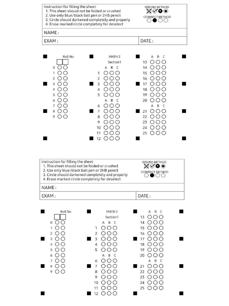 MATH AnswerSheet | PDF