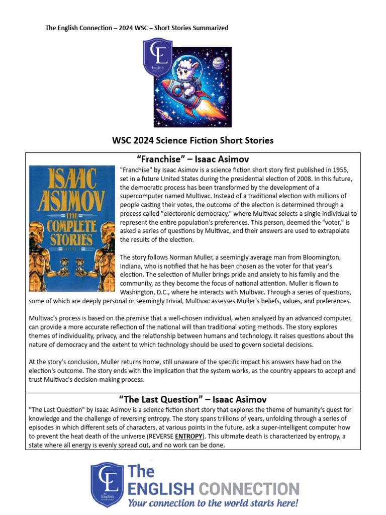 WSC 2024 Science Fiction Short Stories | PDF | Foundation Universe