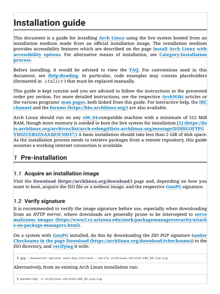 Installation Guide - ArchWiki | PDF | Computer Architecture | Operating System Technology