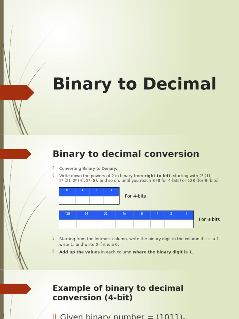 Binary To Decimal Conversion | PDF