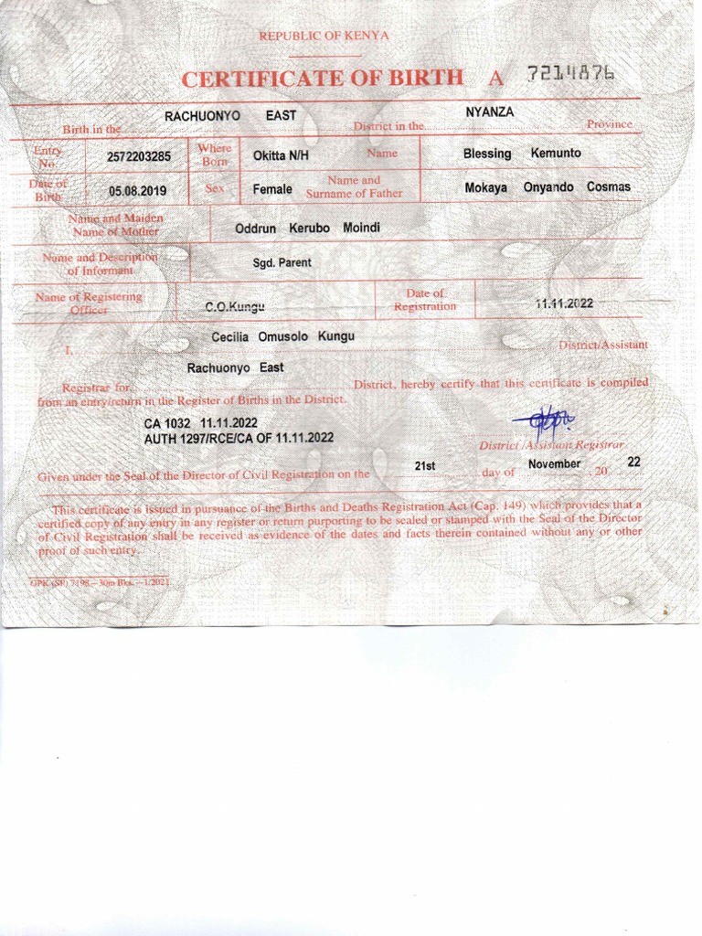 DR. COSMAS BIRTH CERTS | PDF