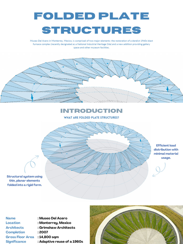 Folded Plate Structures in Museo Del Acero | PDF | Roof | Building ...