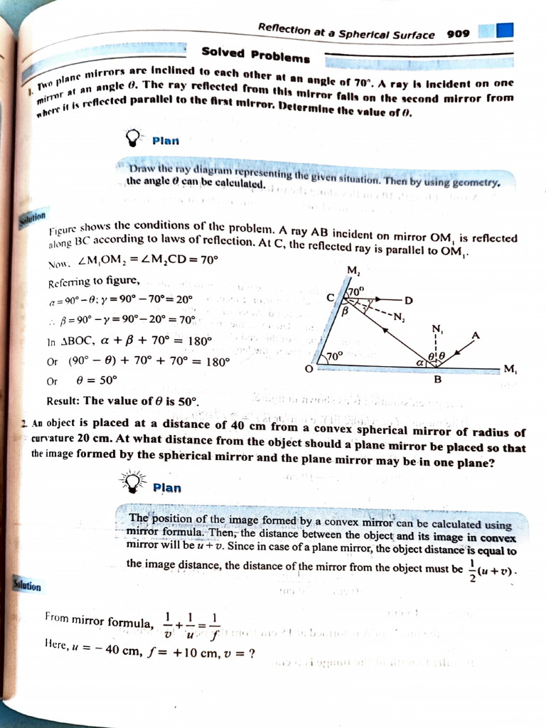 Reflection of light (Problems with solutions) (3) | PDF | Mirror ...