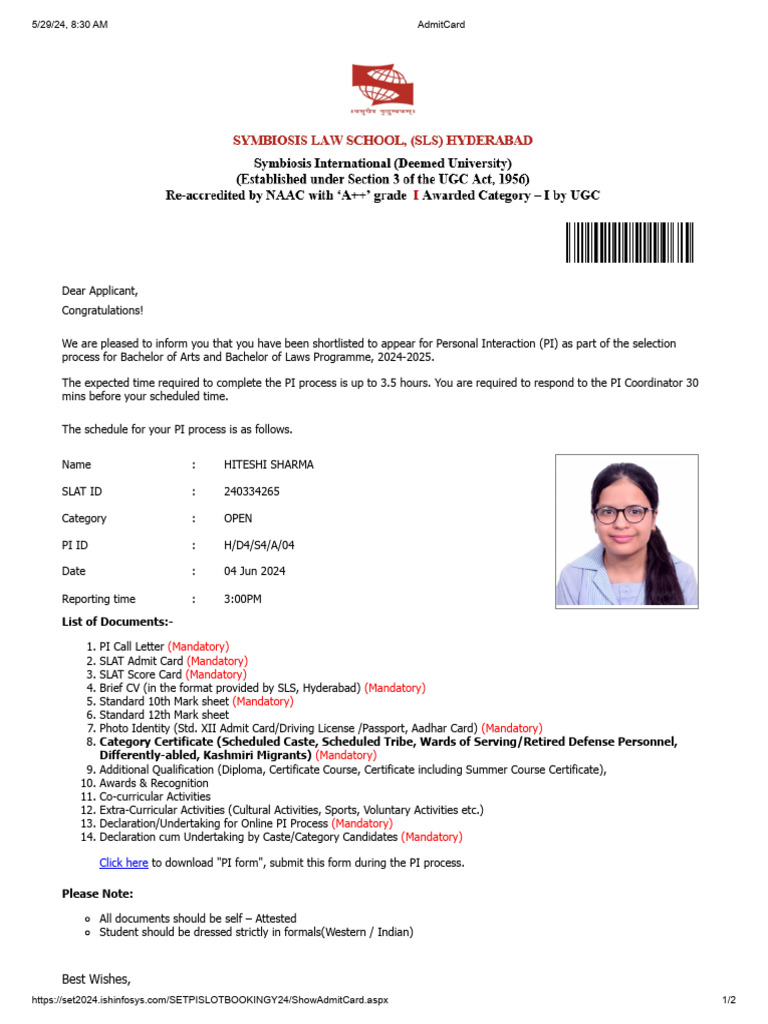 Pi Call Letter Hyderabad | PDF | Authentication | Government And Personhood