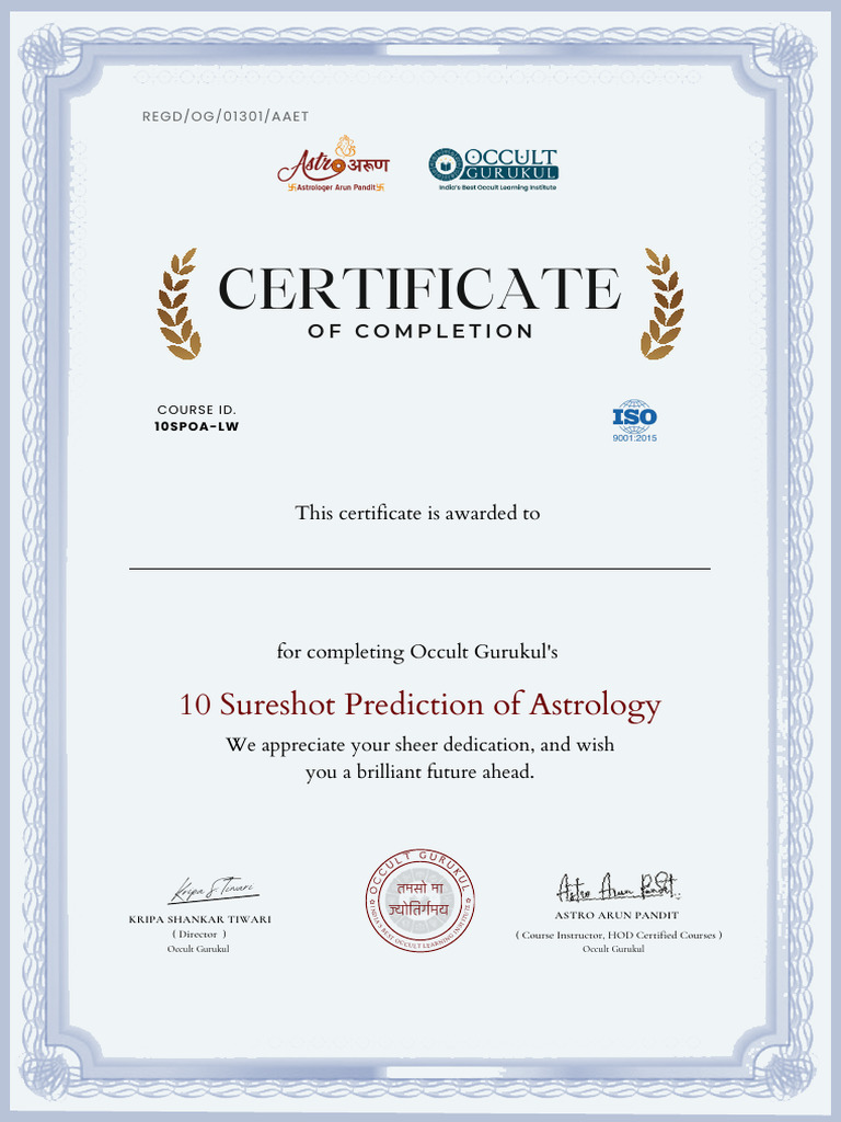 Sureshot Astrology Prediction Certificate | PDF