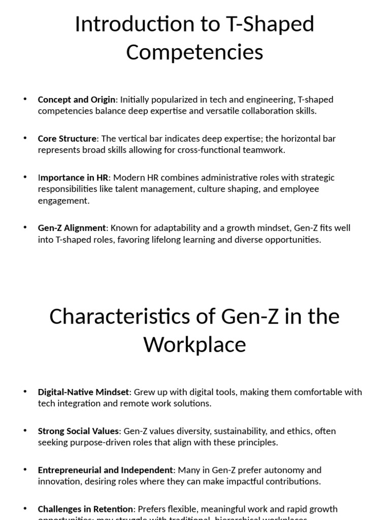 HR T Shaped Competencies For Gen-Z Detailed Presentation | PDF ...