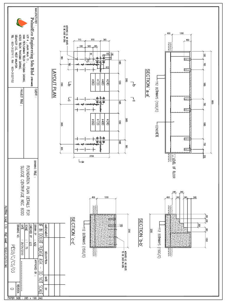 Sludge Centrifuge Foundation 8000 X 3 Units | PDF