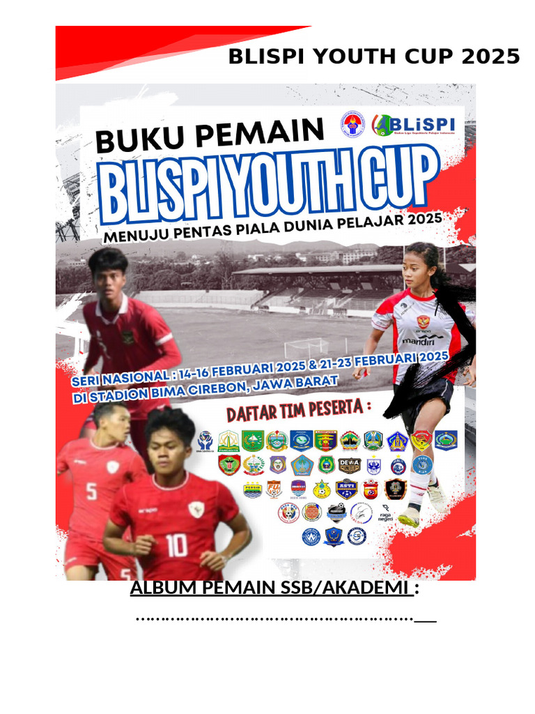 Album Pemain BLISPI YOUTH CUP 2025 | PDF