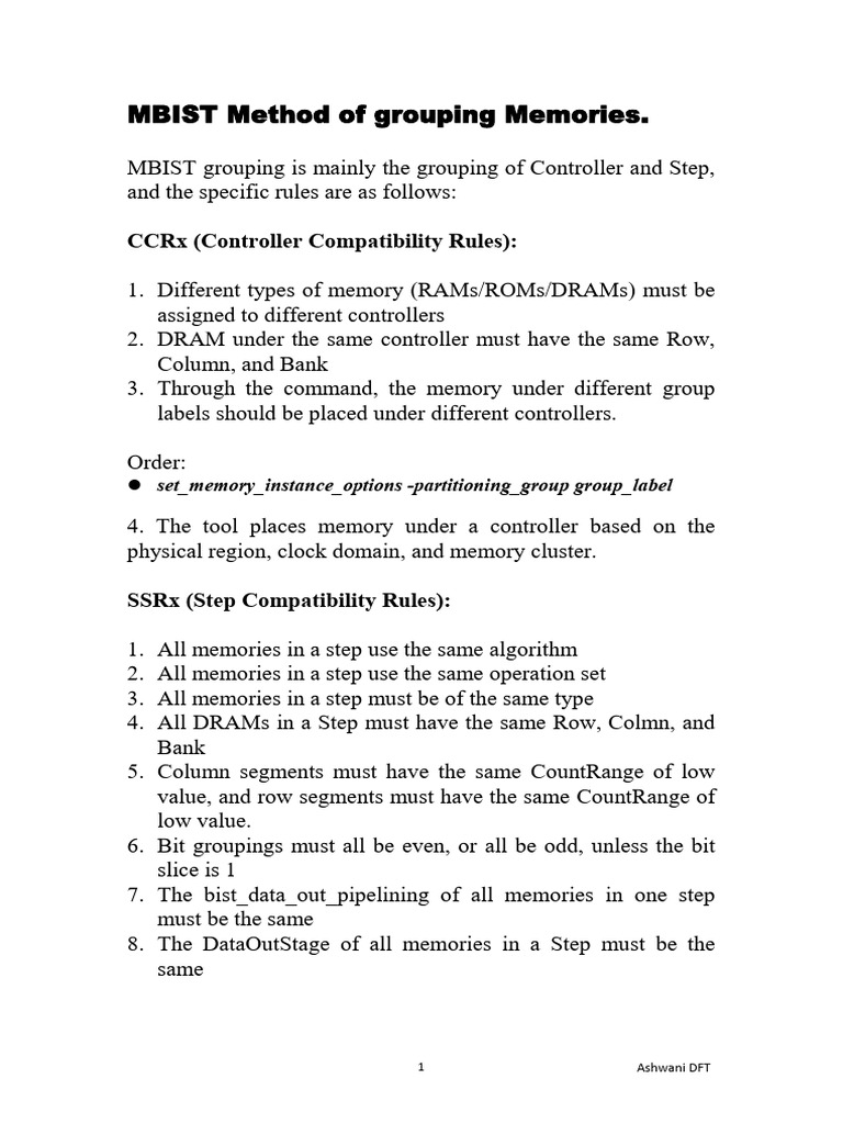 Memory Grouping in MBIST Method | PDF | Computer Memory | Dynamic ...