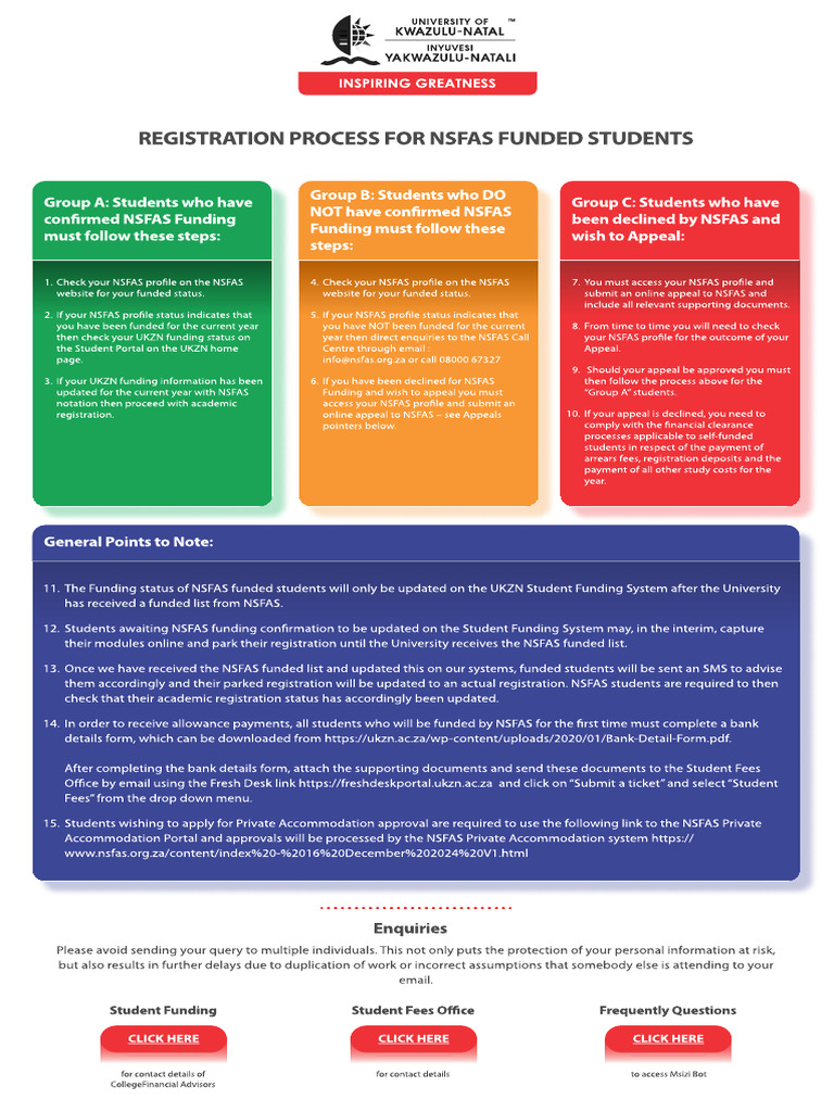 Registration Process For NSFAS Funded Students English Min | PDF
