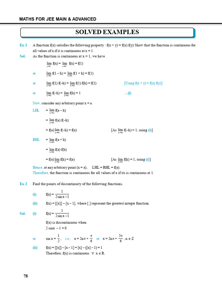 07 Continuity (Exercise) | PDF | Continuous Function | Mathematics