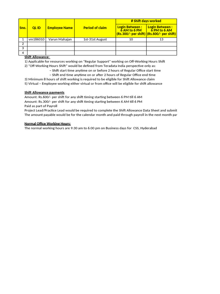 August 2023 Shift and On-Call Allowance | PDF | Workweek And Weekend ...
