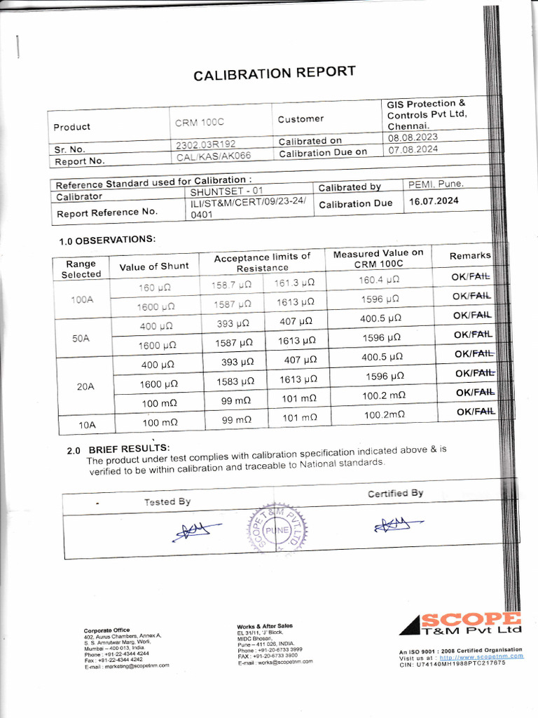 Scope Calibrarion | PDF | Calibration | Physical Quantities