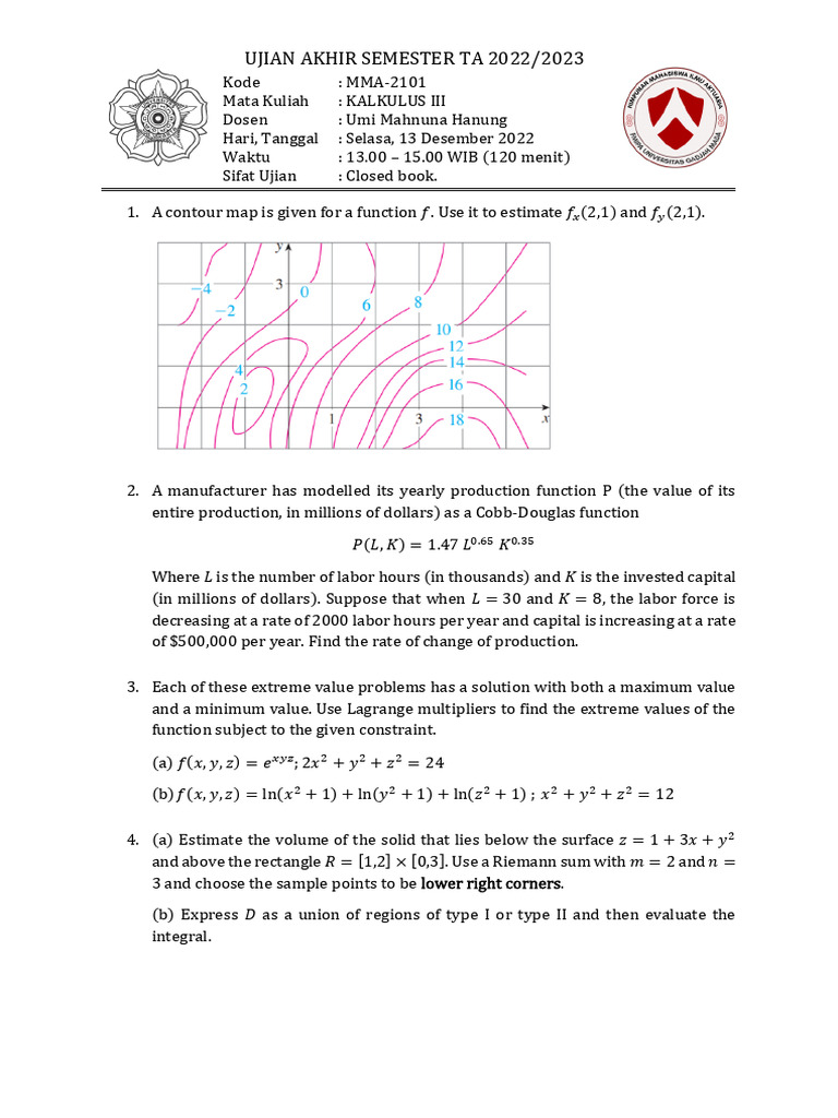 2022 - 2023 UAS KAL 3 | PDF | Probability Theory | Applied Mathematics