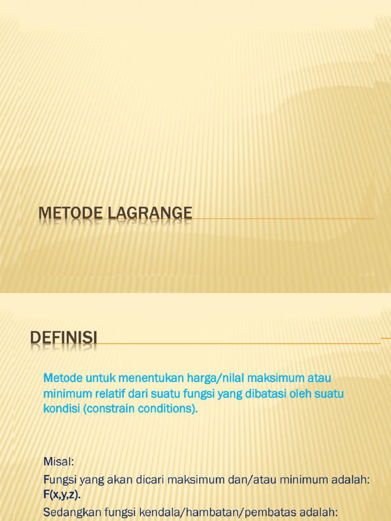 MATERI MINGGU 6. Lagrange Multiplier | PDF
