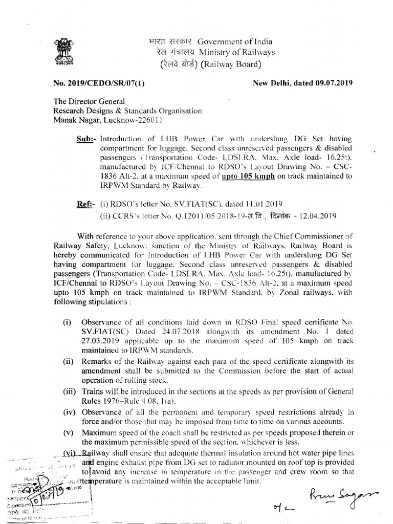 Introduction of LHB Power Car Specifications | PDF | Rail Transport ...