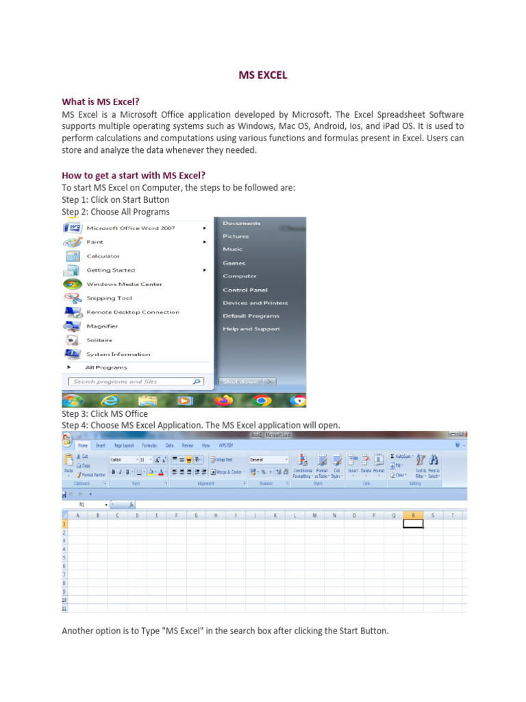 MS Excel | PDF | Microsoft Excel | Spreadsheet
