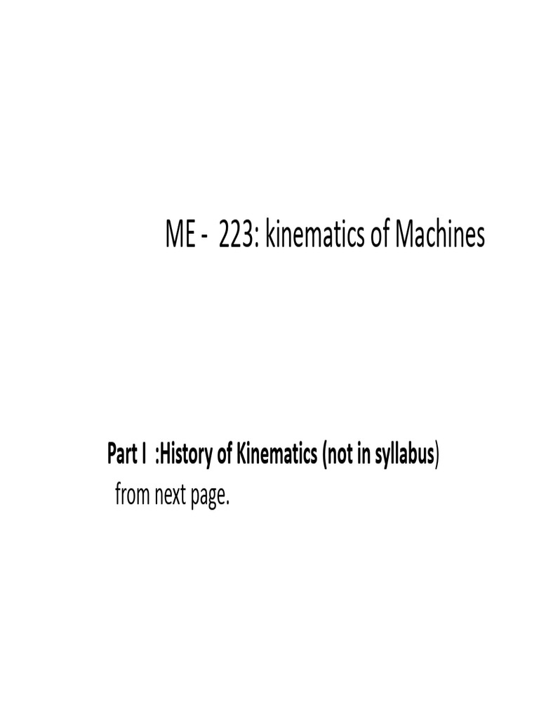 History and Theory of Kinematics | PDF | Machines | Kinematics