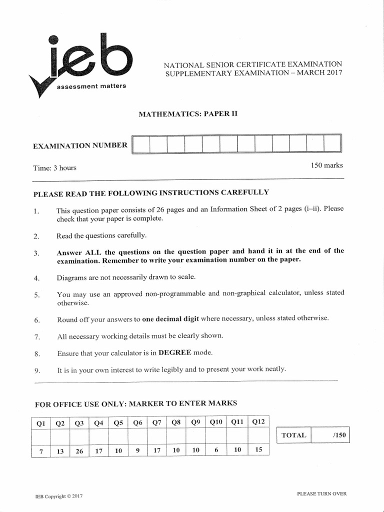 IEB Mathematics P2 Sup 2017 | PDF