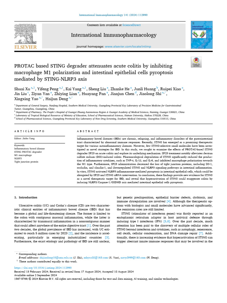STING_degrader colitis inhibitors (2) | PDF | Inflammatory Bowel Disease | Ulcerative Colitis