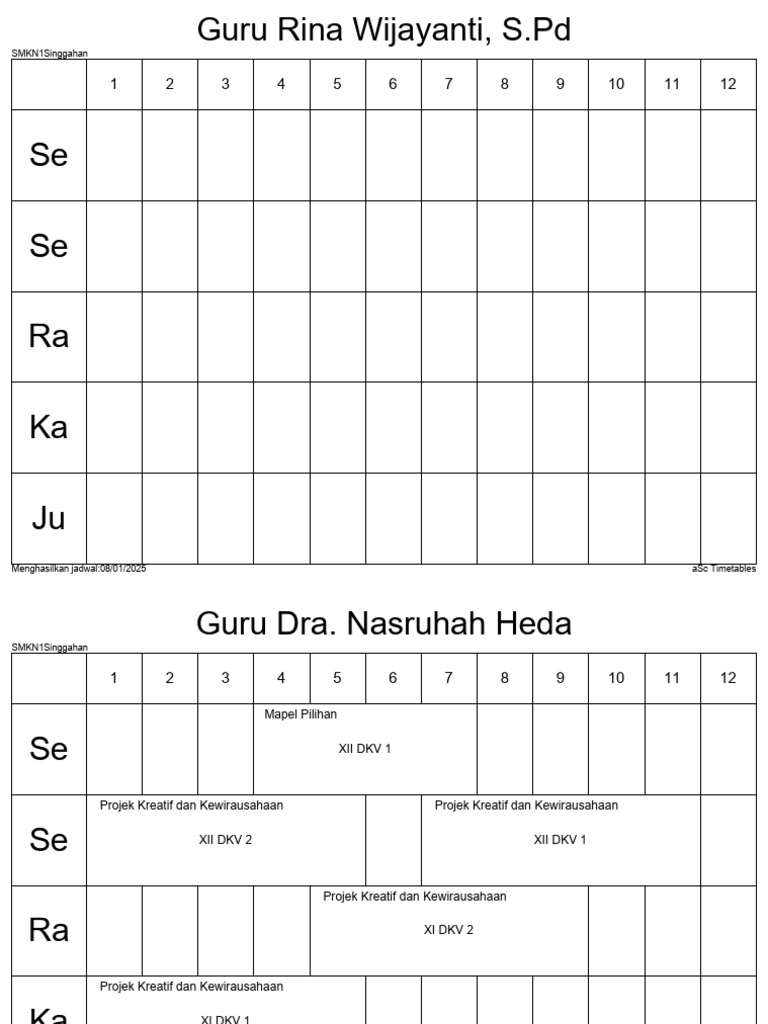 Jadwal Per Guru Genap 24-25.rev | PDF