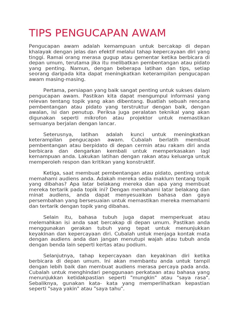Tips Pengucapan Awam | PDF
