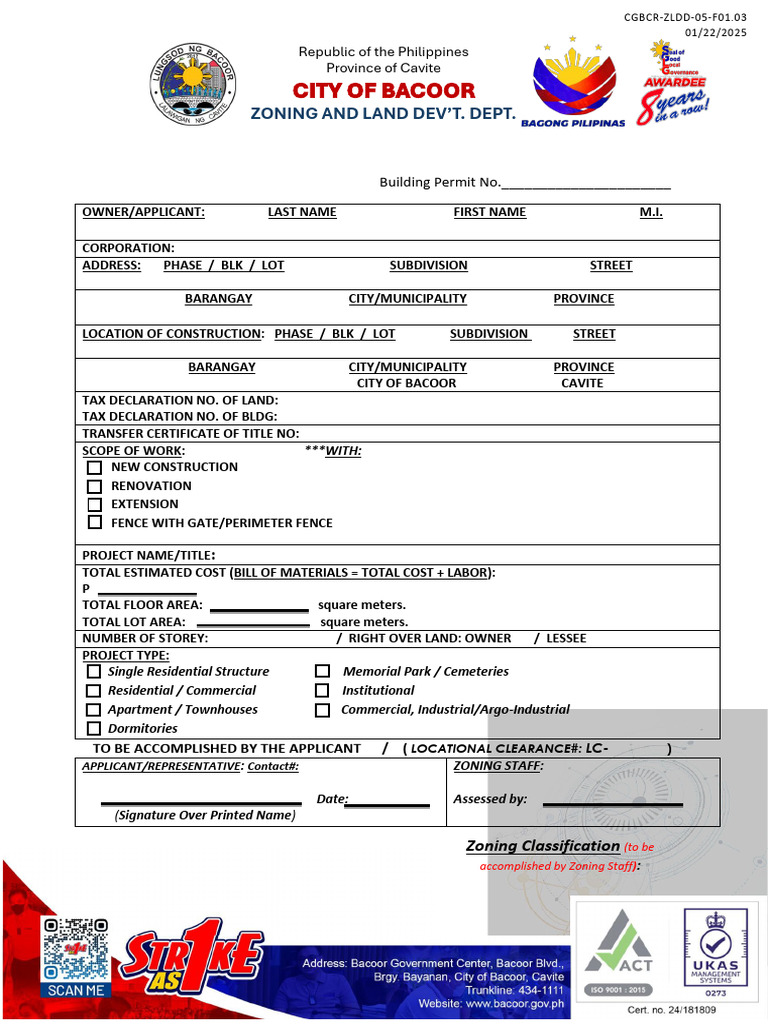 Bacoor Building Permit Guide | PDF | Zoning | Real Estate